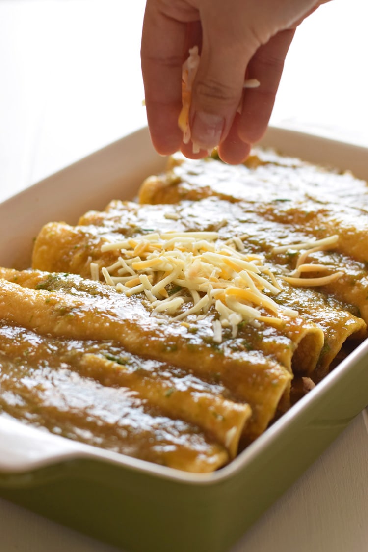 Salsa Verde Chicken Enchiladas - Isabel Eats {Easy Mexican Recipes}