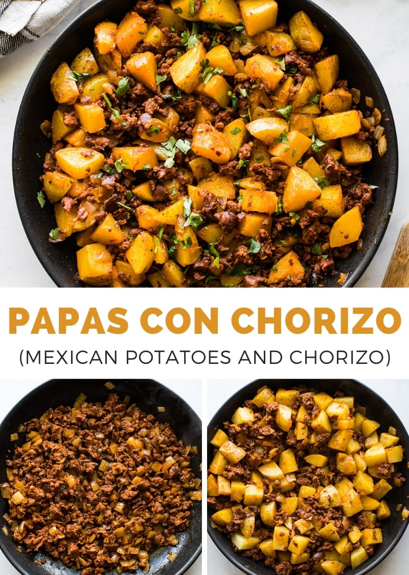Papas con Chorizo (Potatoes with Chorizo) - Isabel Eats