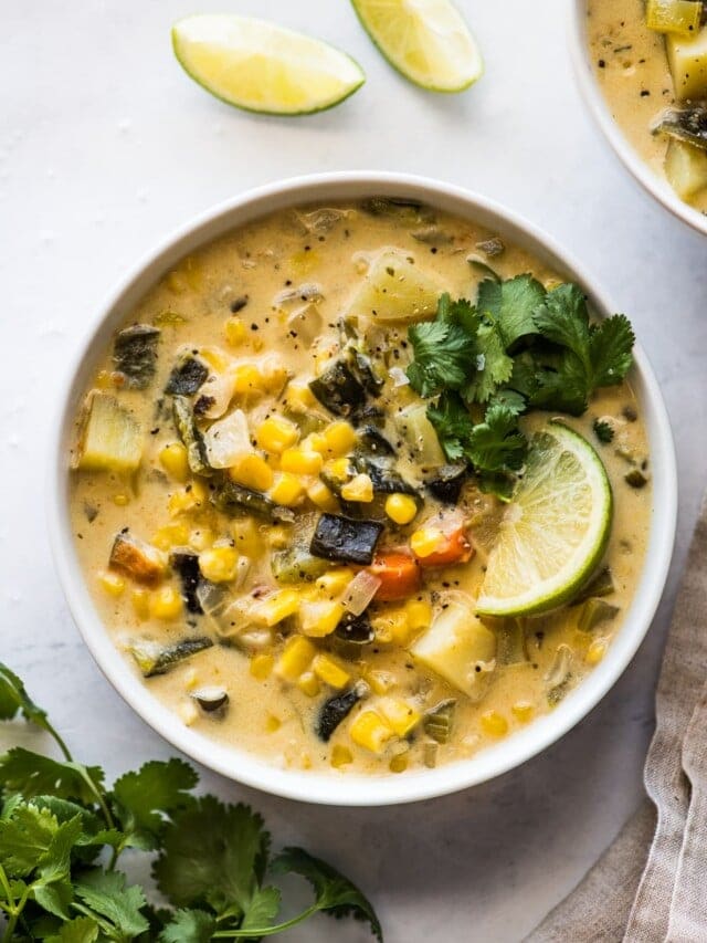 Roasted Poblano Corn Chowder - Isabel Eats