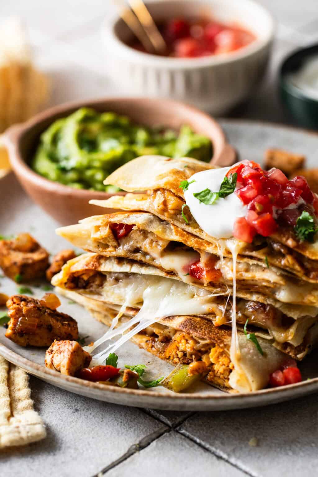 Chicken Fajita Quesadillas - Isabel Eats