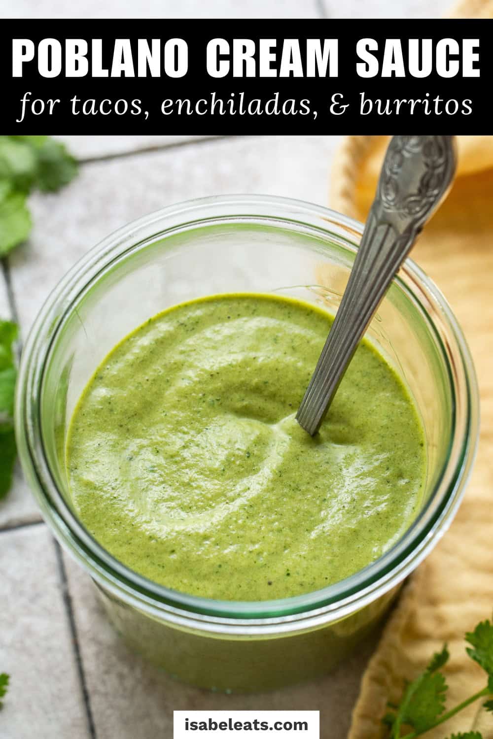 Poblano Cream Sauce - Isabel Eats